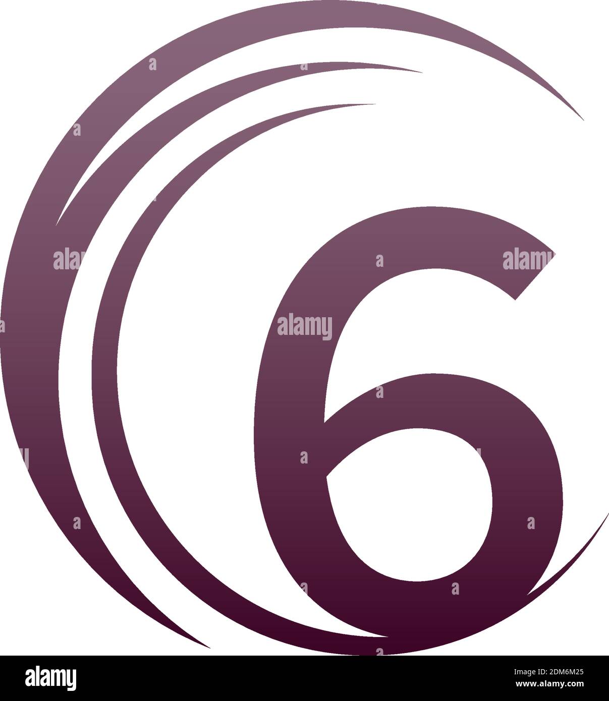 Wave circle number 6 logo icon design illustration Stock Vector Image ...