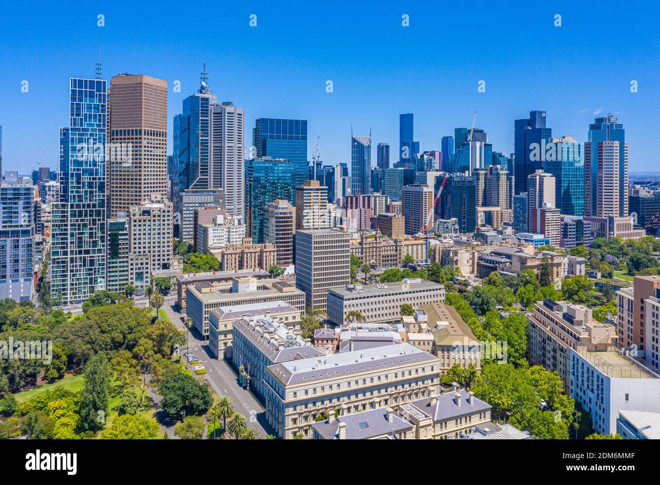 Cityscape of Melbourne viewed from Fitzroy Gardens, Australia Stock ...