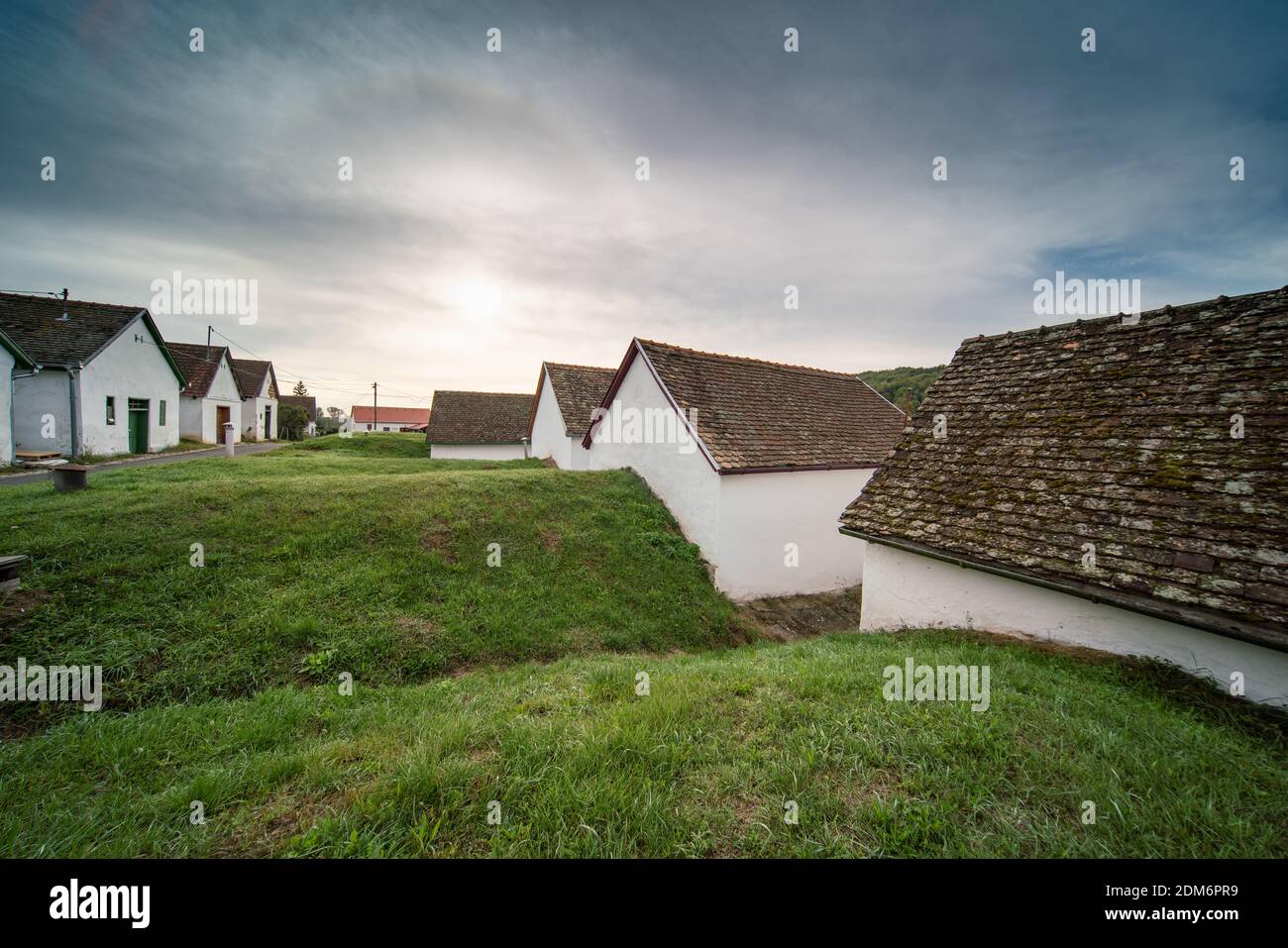 Wine cellars in a row in Southern Hungary in Palkonya village Stock ...