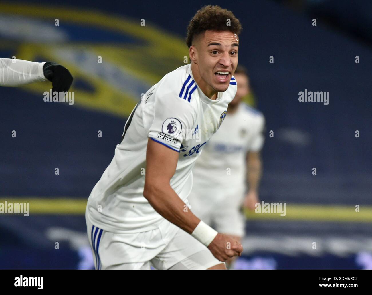 Leeds United's Rodrigo celebrates scoring his side's second goal of the ...
