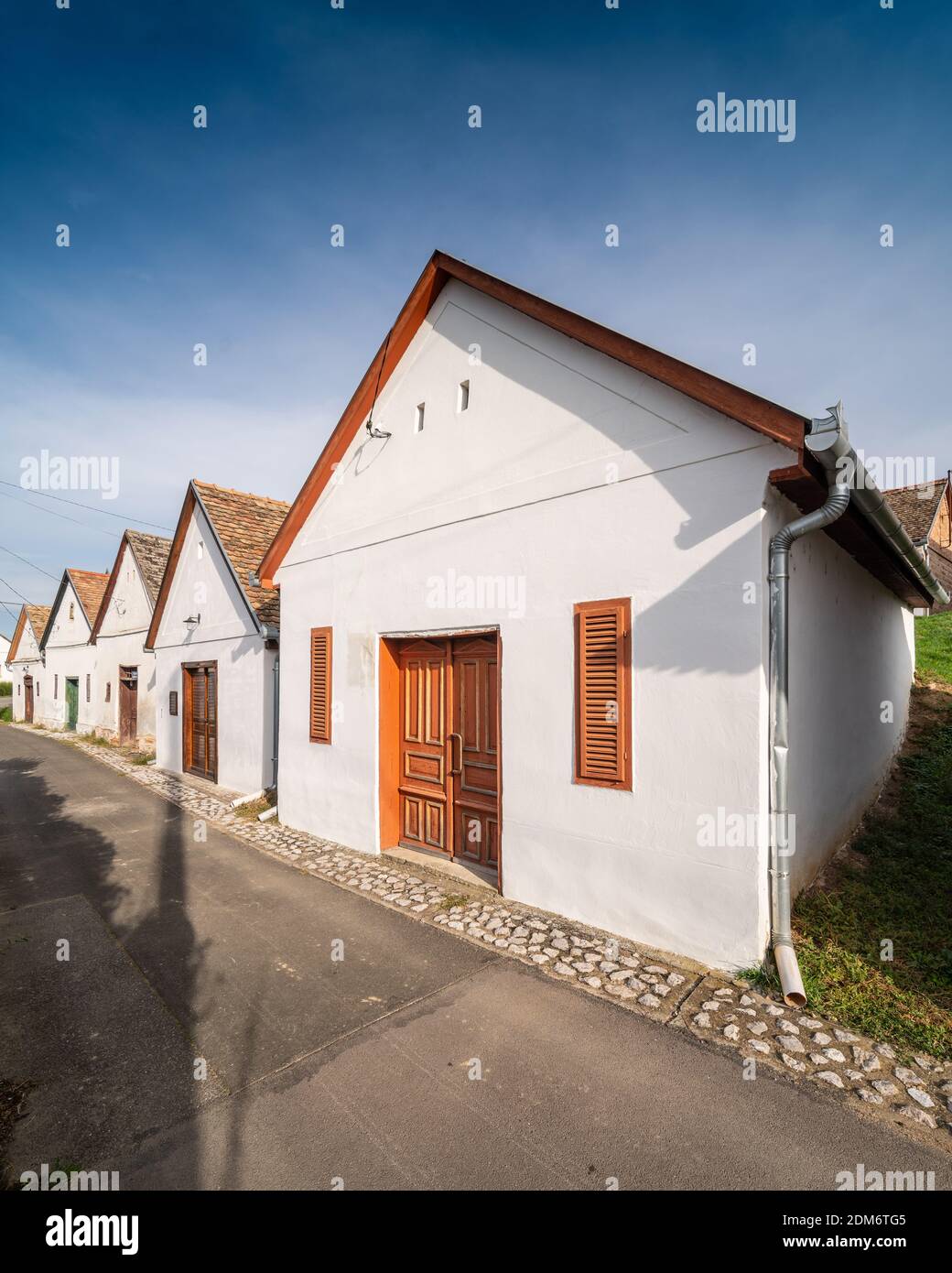 Wine cellars in a row in Southern Hungary in Palkonya village Stock ...