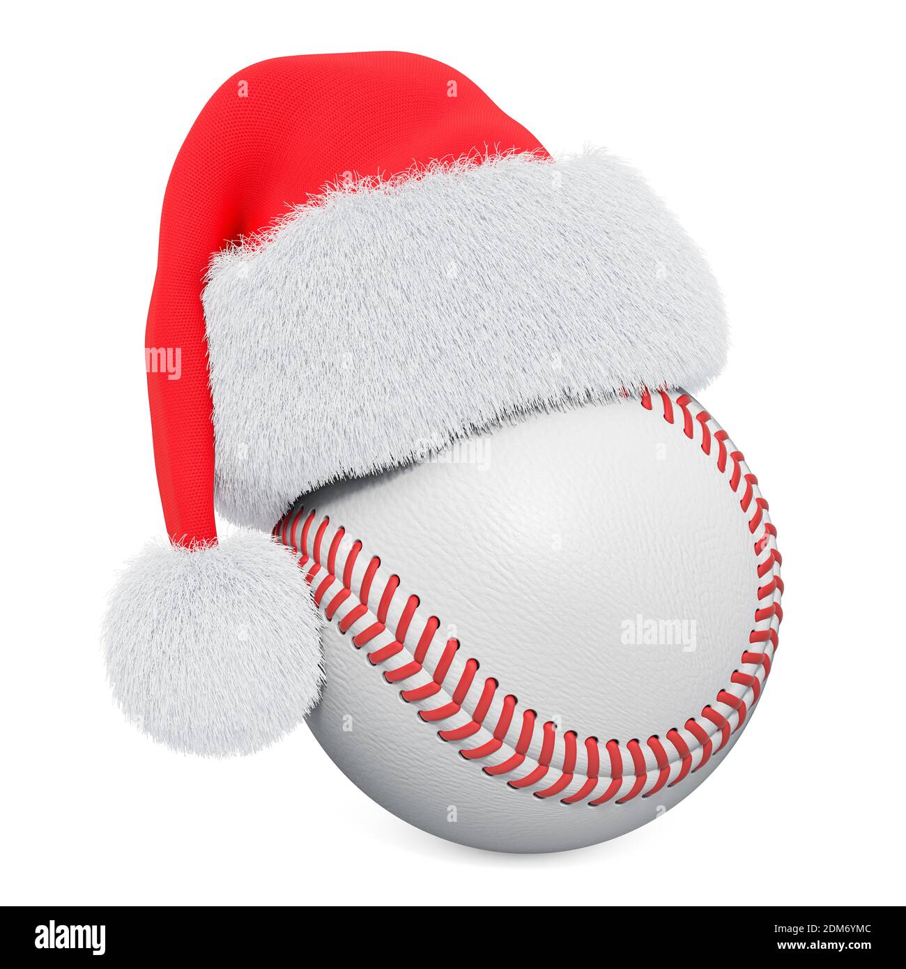 Baseball ball with Santa Claus red Christmas hat. 3D rendering isolated ...