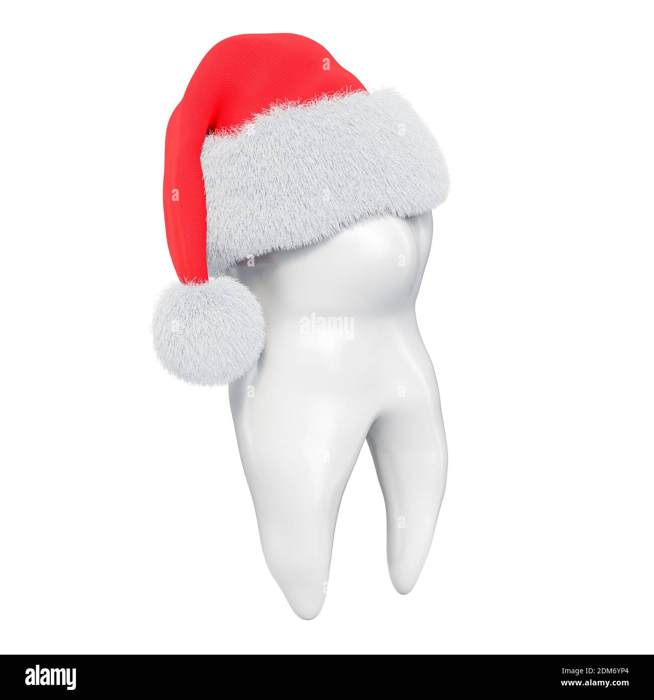 Tooth with Santa Claus red Christmas hat, 3D rendering isolated on ...