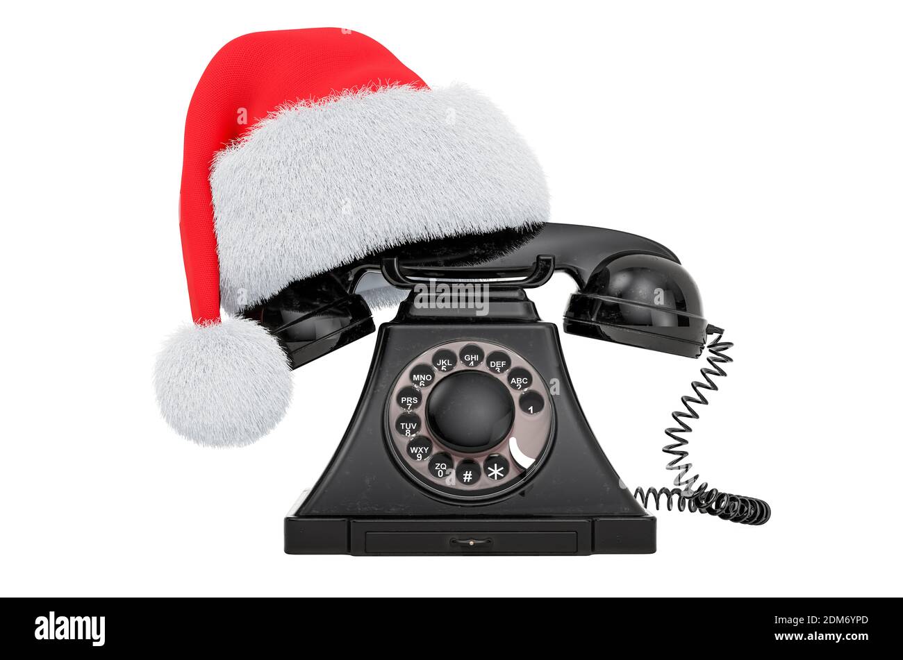 Retro phone with Santa Claus red Christmas hat. Christmas Wishes and ...