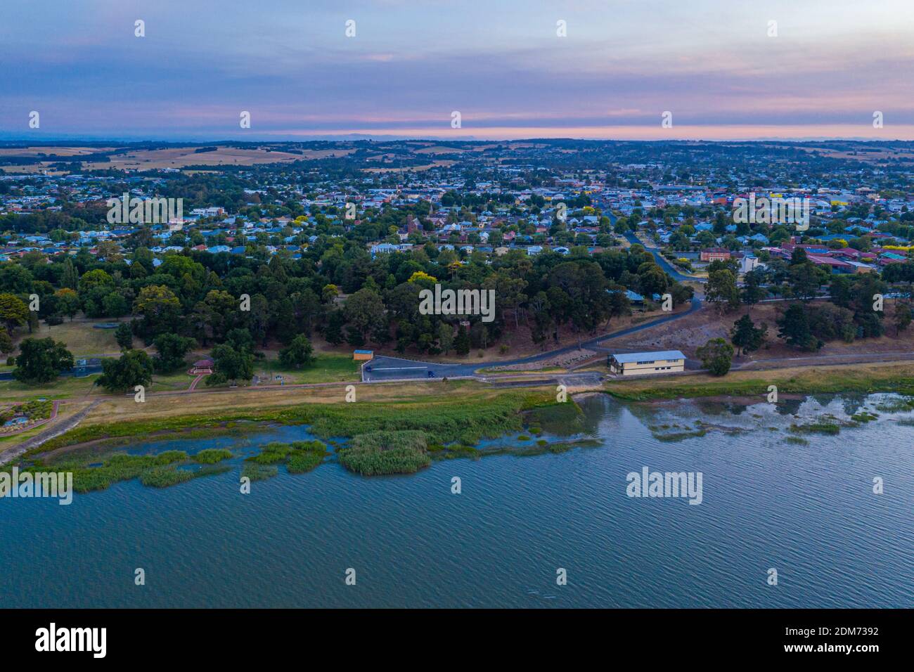 Sunset over town Colac in Australia Stock Photo - Alamy