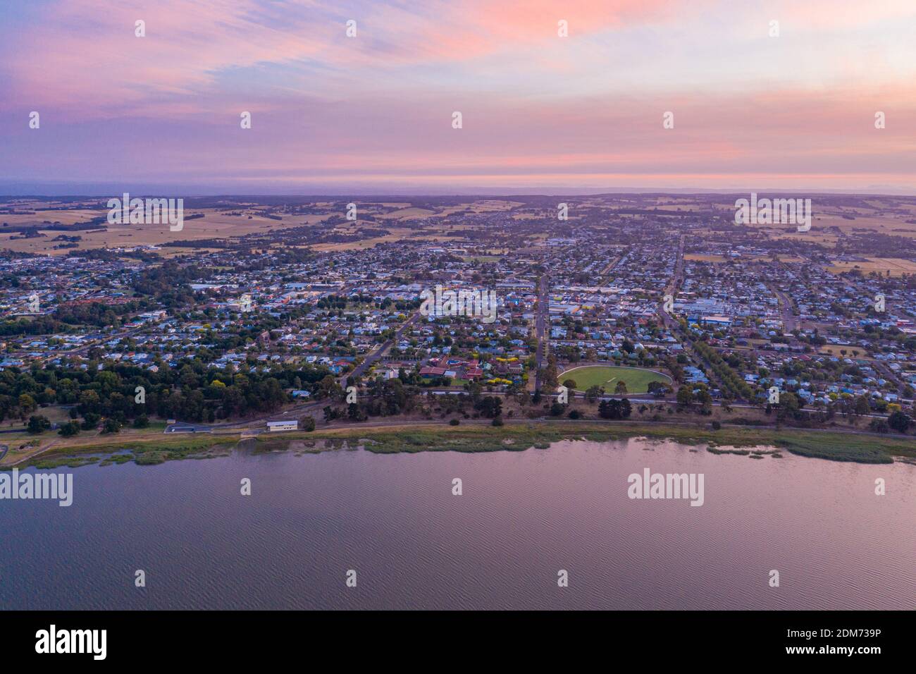 Sunset over town Colac in Australia Stock Photo - Alamy