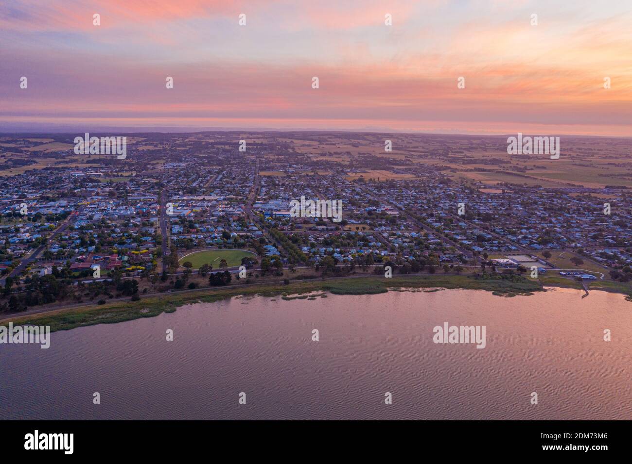 Sunset over town Colac in Australia Stock Photo - Alamy