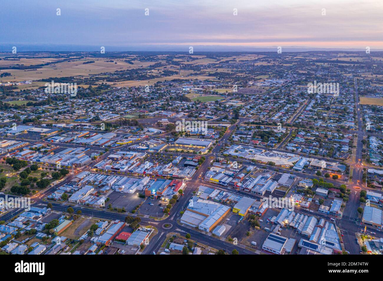 Sunset over town Colac in Australia Stock Photo - Alamy