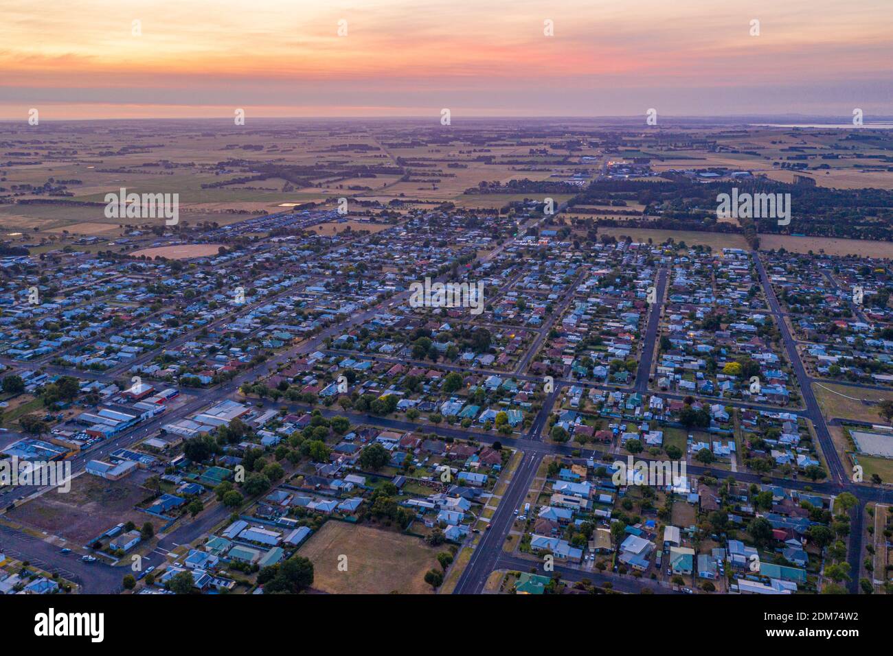 Sunset over town Colac in Australia Stock Photo - Alamy