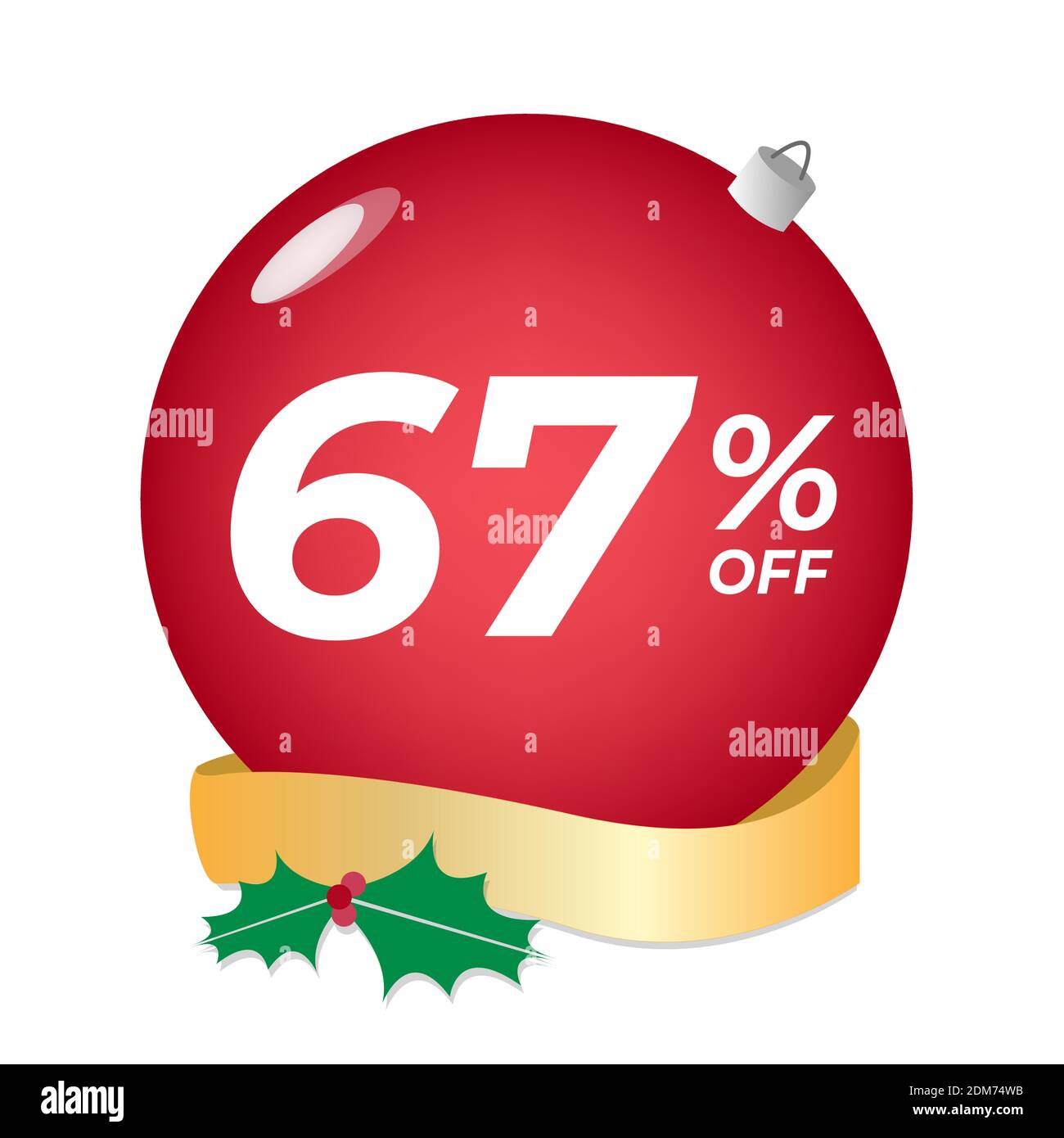 67 percent off. Sixty-seven percent discount. Christmas sale banner ...
