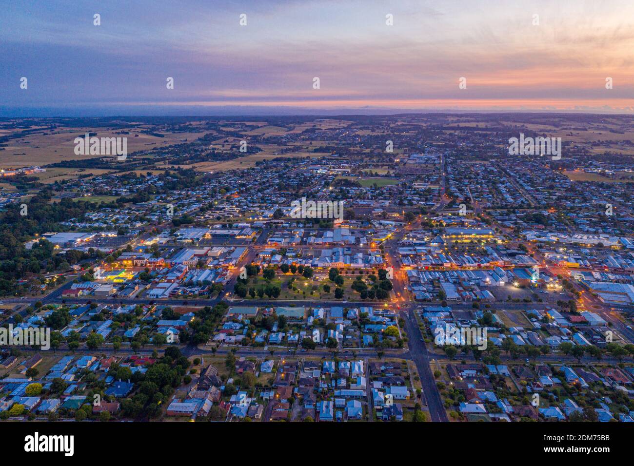 Sunset over town Colac in Australia Stock Photo - Alamy