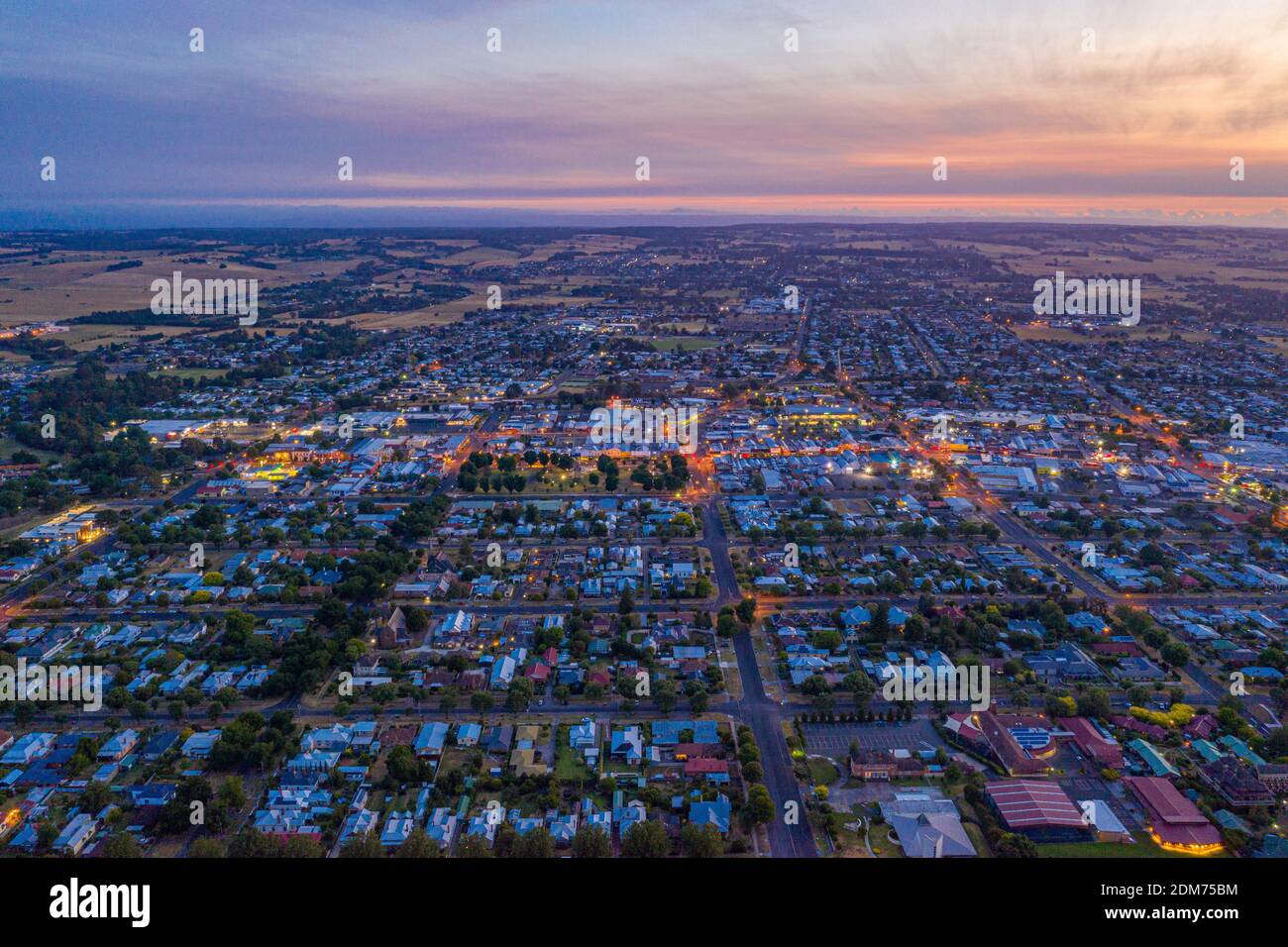 Sunset over town Colac in Australia Stock Photo - Alamy
