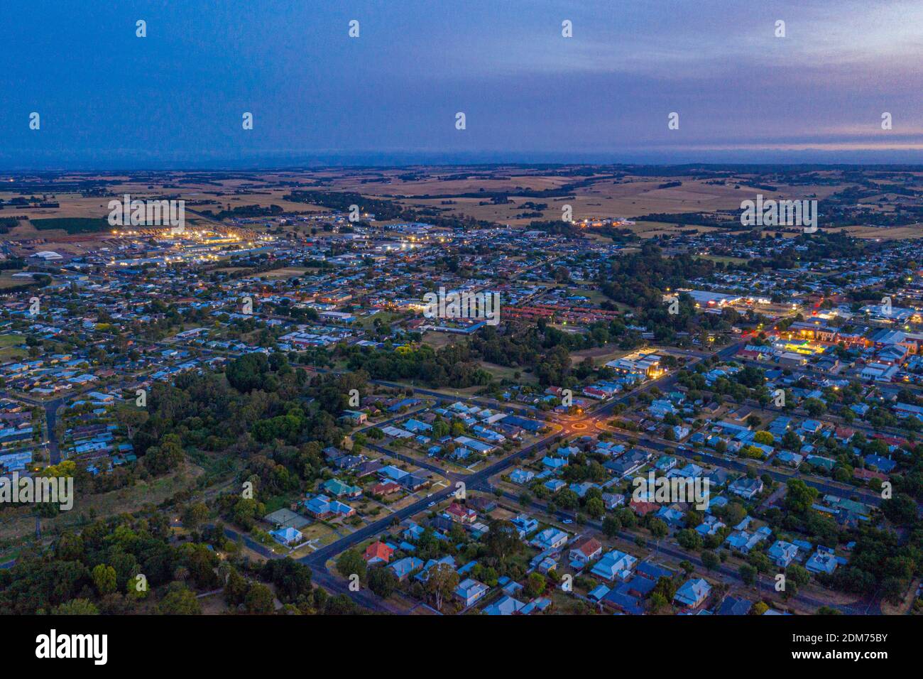 Sunset over town Colac in Australia Stock Photo - Alamy
