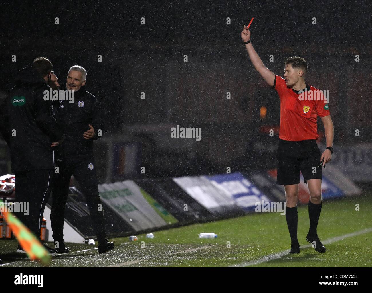 St Mirren manager Jim Goodwin shown a red card by match referee David ...