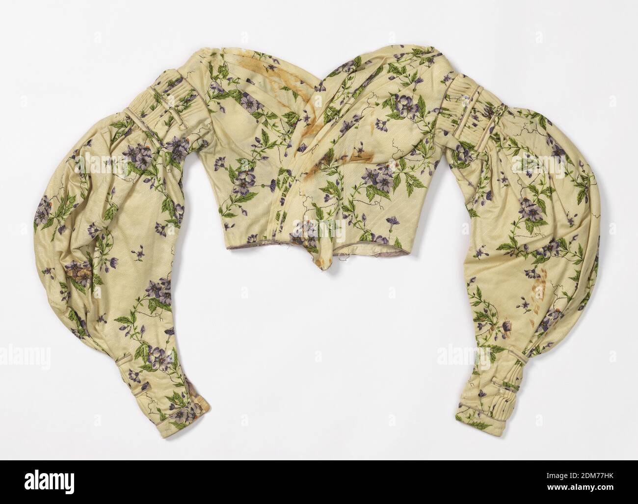 Bodice, Medium: silk (warp) and wool (weft) Technique: block printed on ...