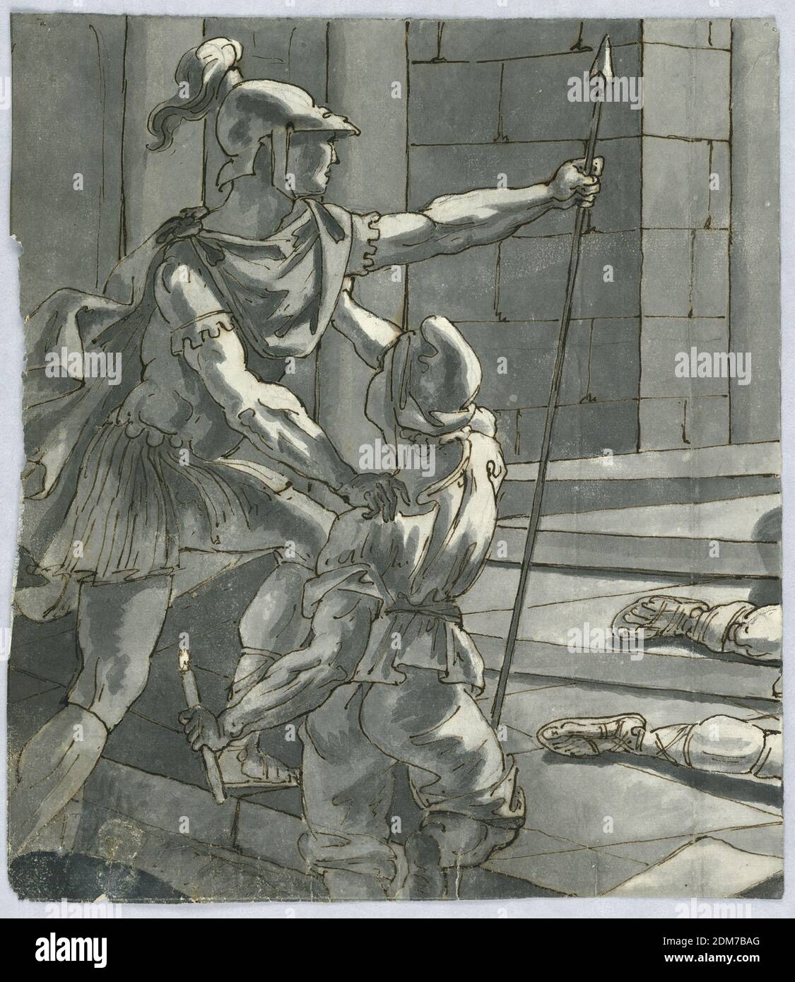 Roman Soldier and Child, Italy, 16th-19th centuries, Drawing Stock ...