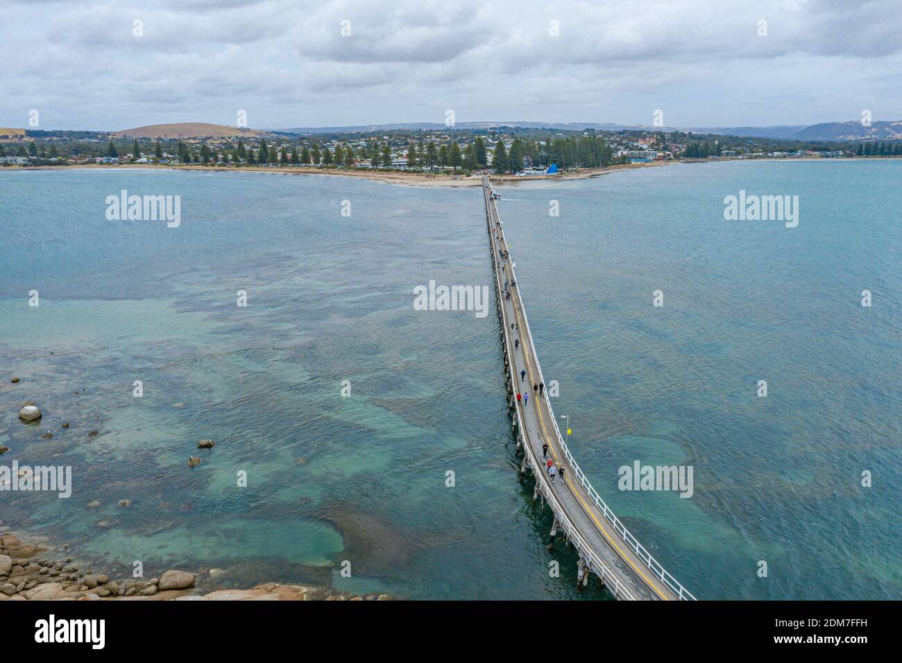 Wooden causeway connecting Victor Harbor with Granite island in ...