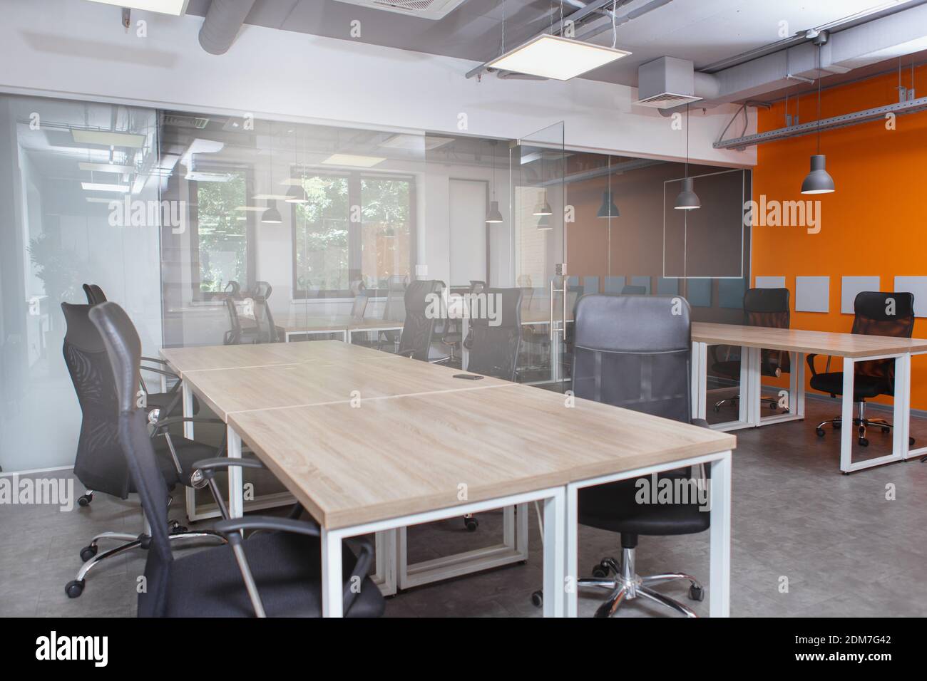 Modern open space office for background Stock Photo - Alamy
