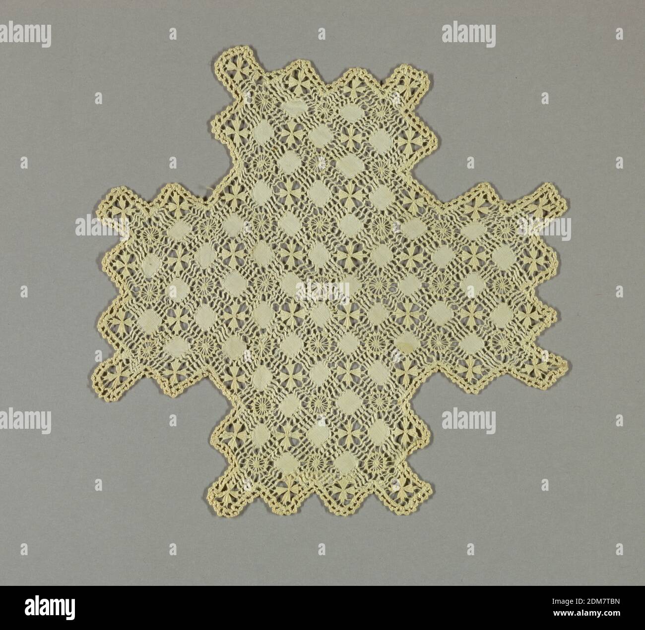 Doily, Medium: linen Technique: withdrawn element, Drawn work doily in ...
