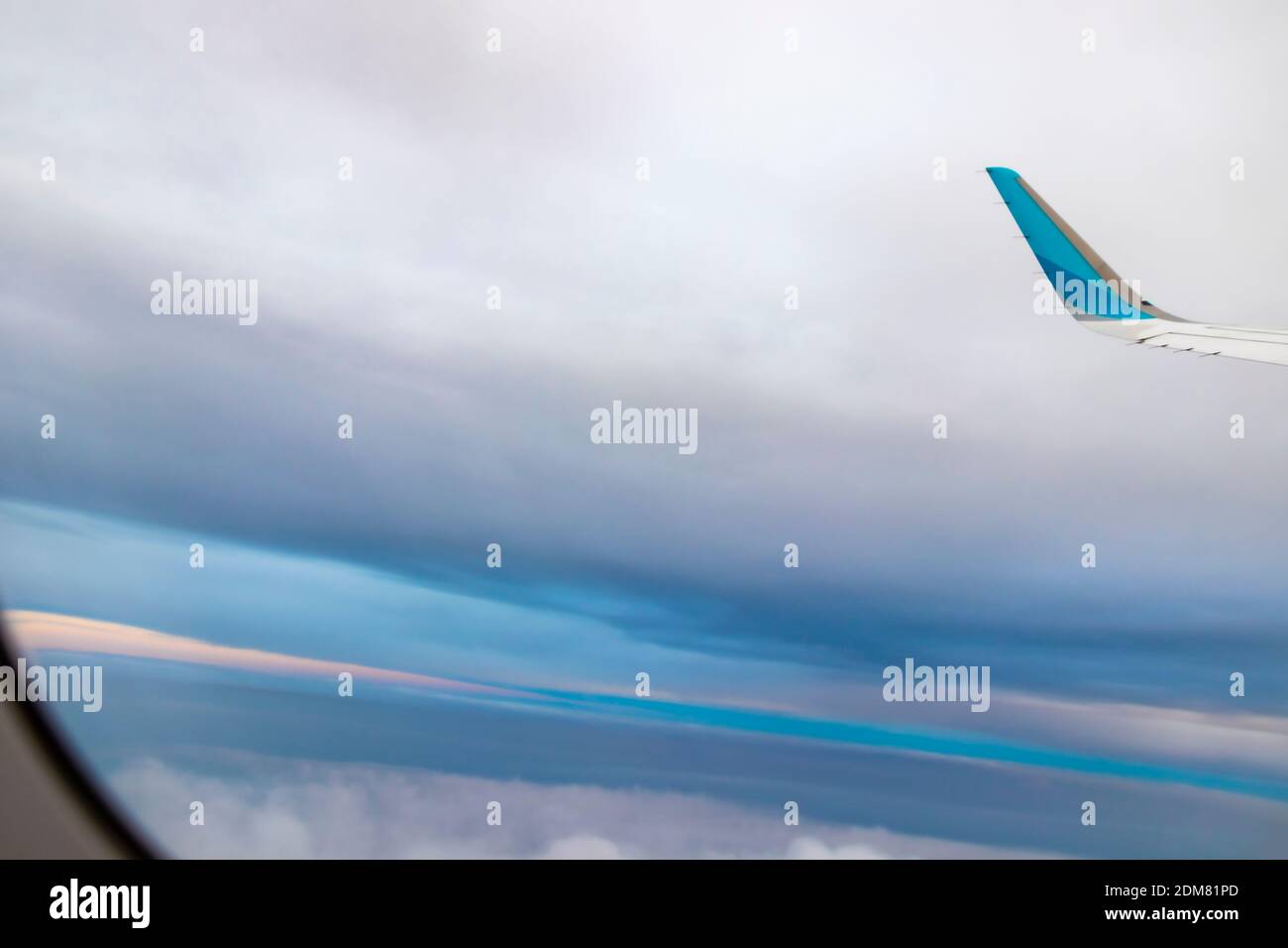 Flying over Europe from Germany to Mallorca with view out of the ...