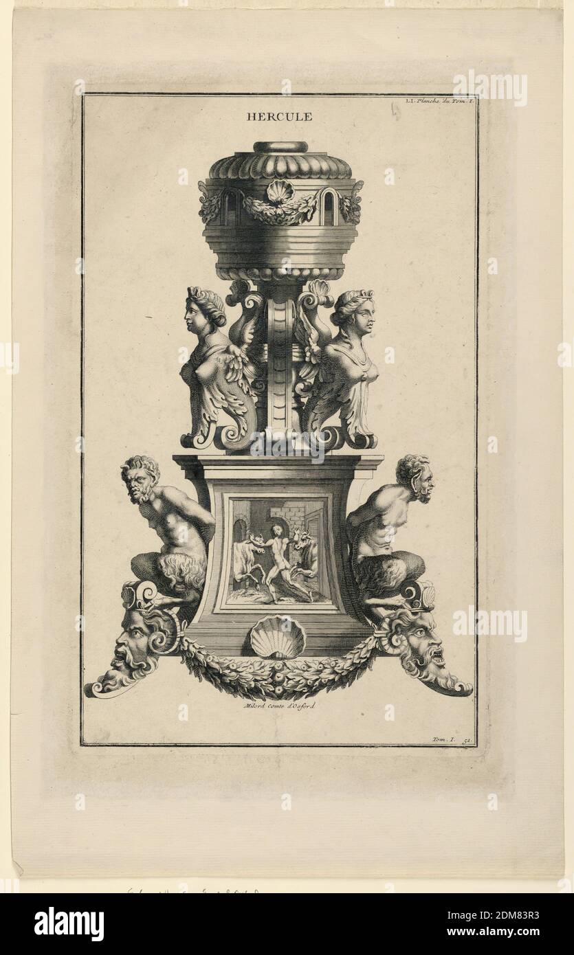 Hercules (Pedestal), Plate 51 of Book I, Engraving on paper, Hercules ...