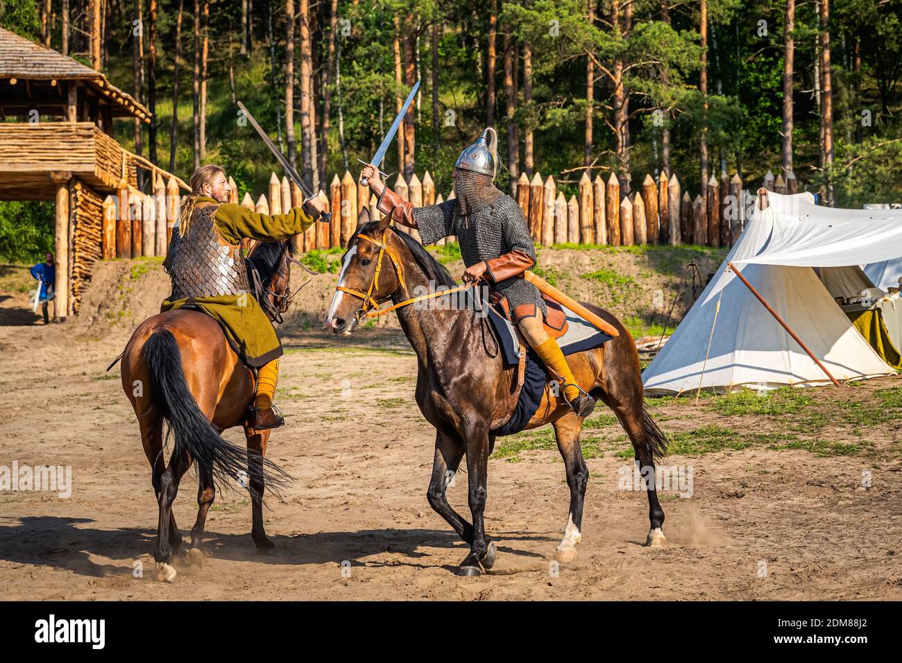 Medieval sword fighting medieval camp hi-res stock photography and ...