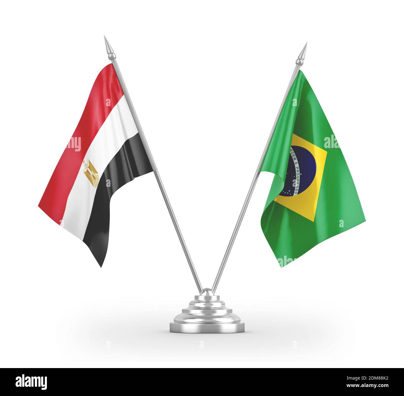 Brazil and Egypt table flags isolated on white 3D rendering Stock Photo ...