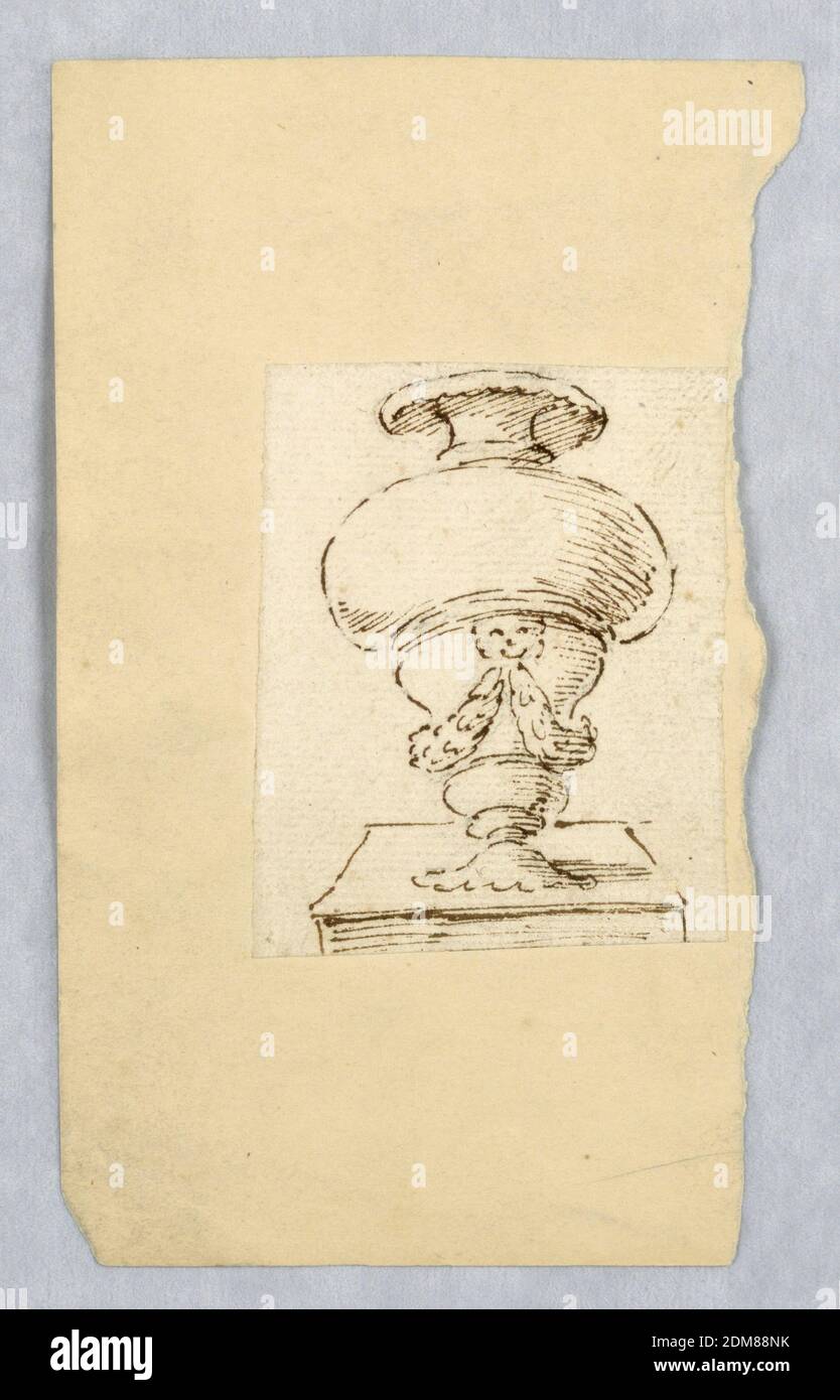 Design for a Vase, Pen and ink on paper, lined, Loose sketch showing ...