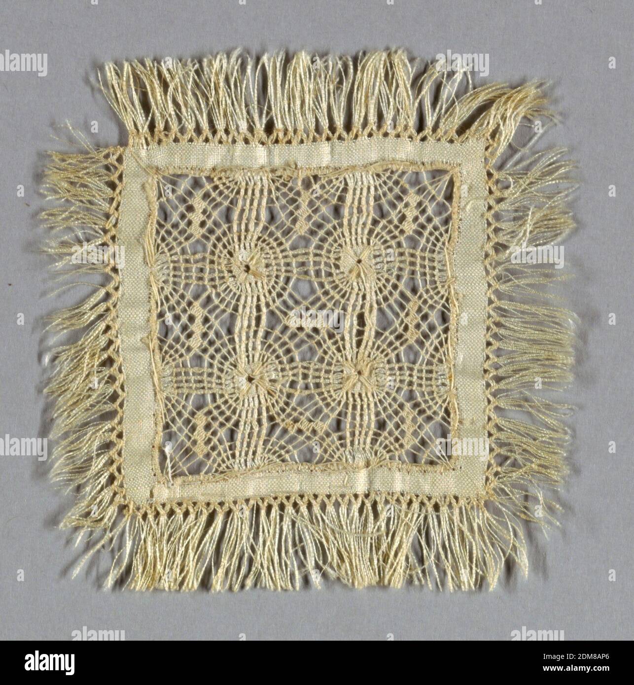Sample, Medium: linen Technique: grid of withdrawn element with needle ...