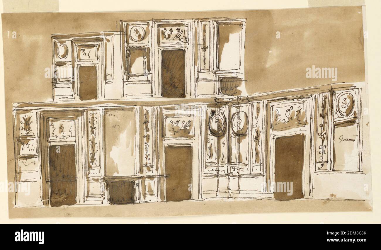 Living room, Giuseppe Barberi, Italian, 1746–1809, Pen and brown ink ...