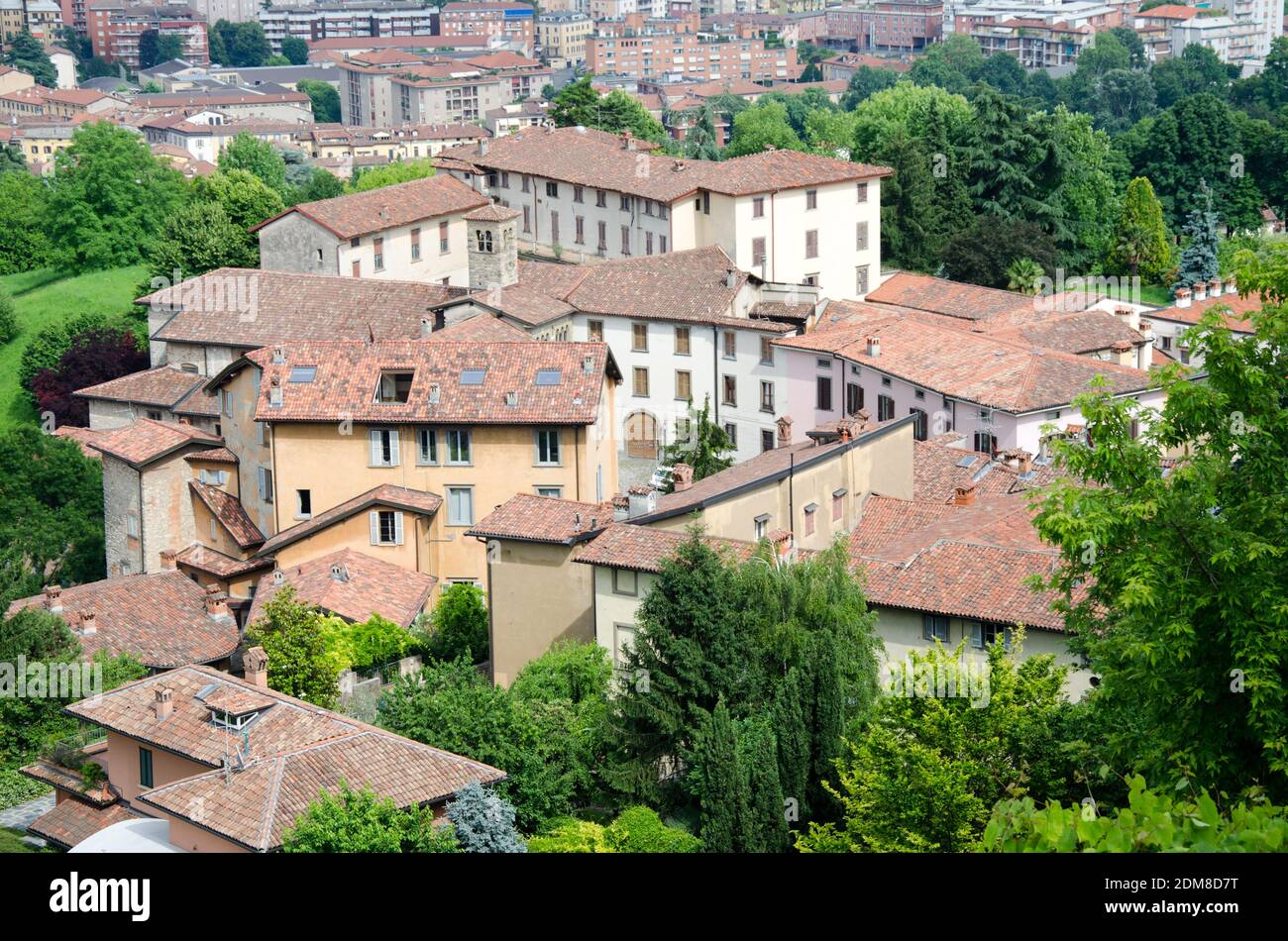 View to Bergamo old city, traditional buildings. Italy Stock Photo - Alamy