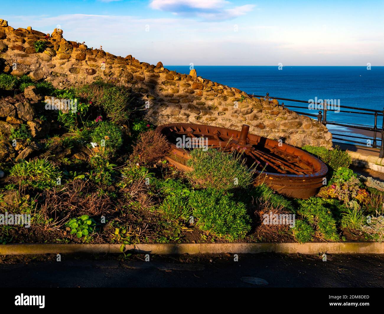 Fossil garden in late autumn with the original winding wheel from the ...