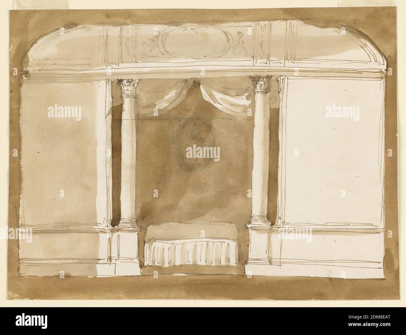 Design for a Bed Alcove, Giuseppe Barberi, Italian, 1746–1809, Pen and ...