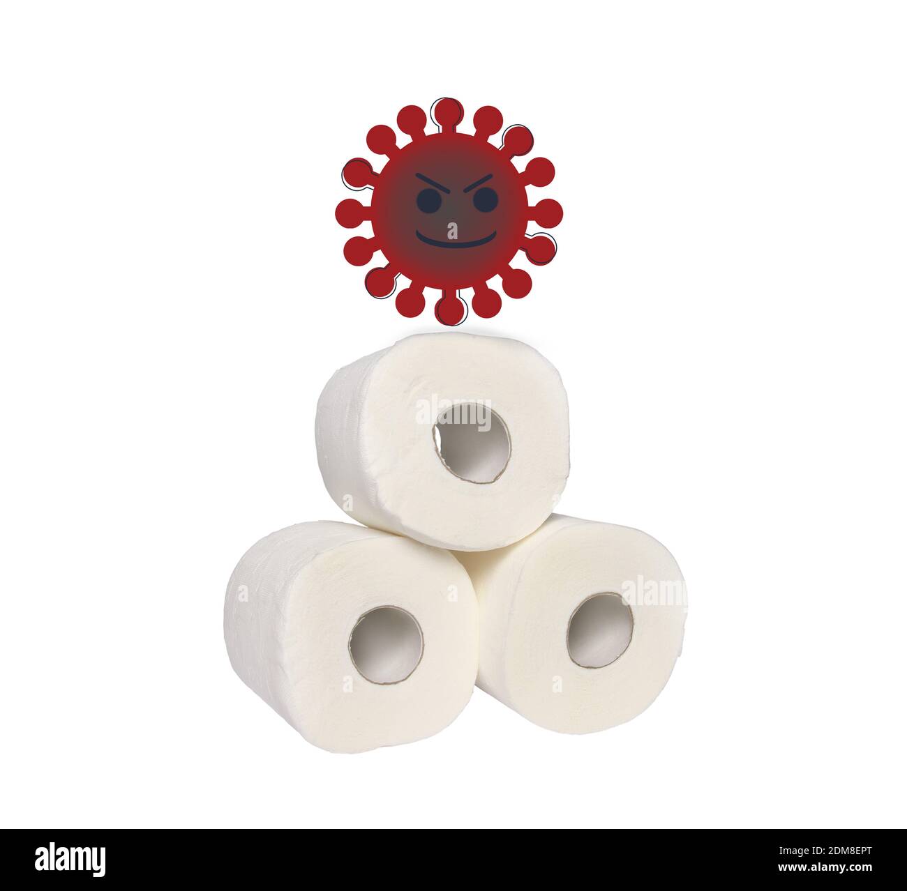 An isolated shot of a virus with an evil face on toilet papers Stock ...