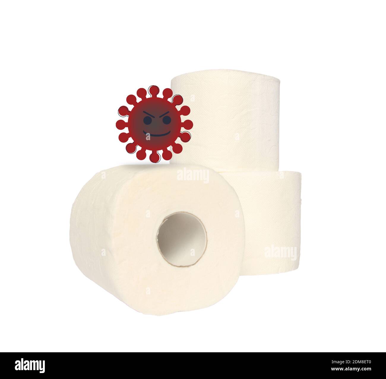 An isolated shot of a virus with an evil face on toilet papers Stock ...