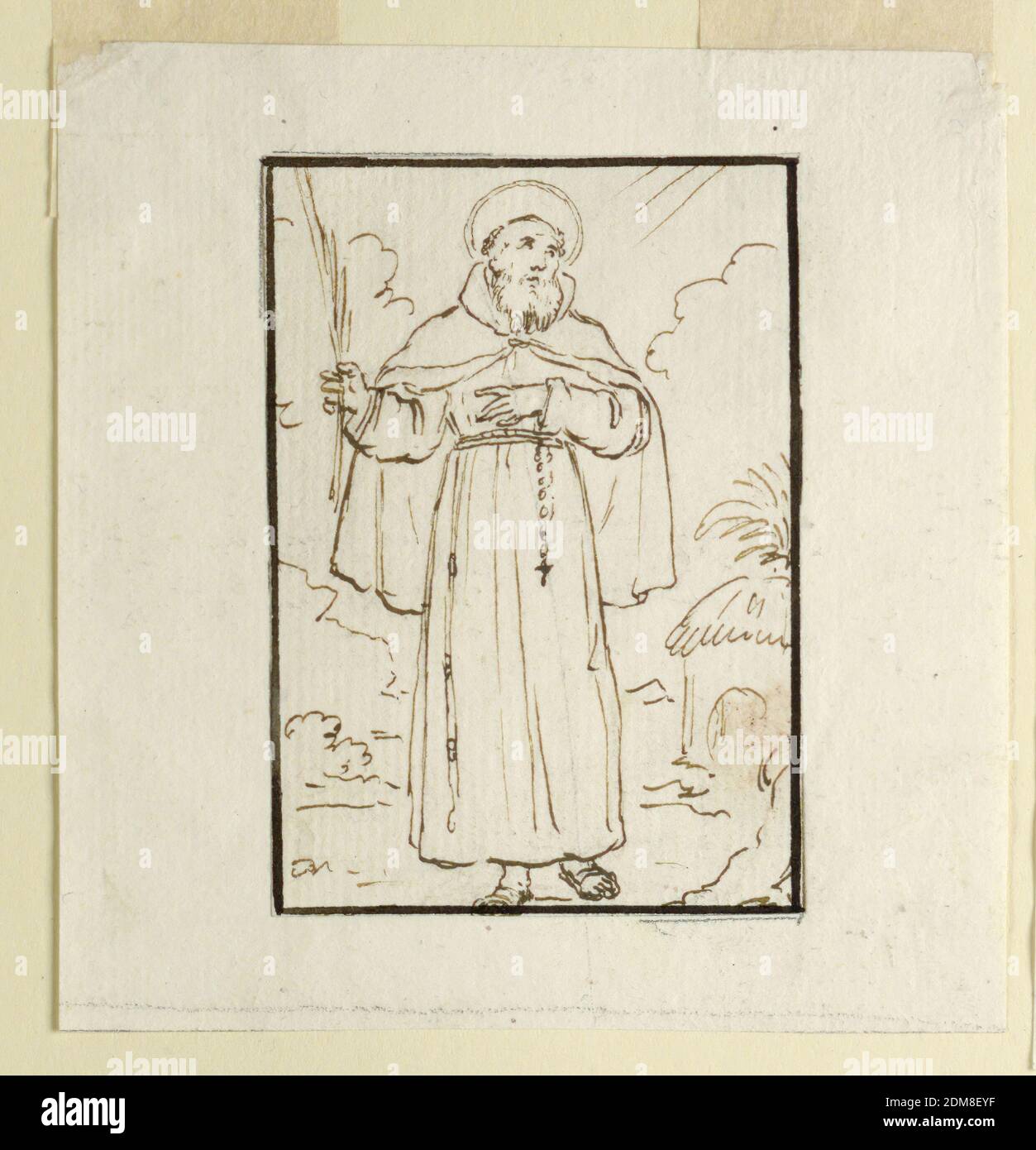 A Capuchin Martyr, Pen and ink on paper, Shown from the front standing ...