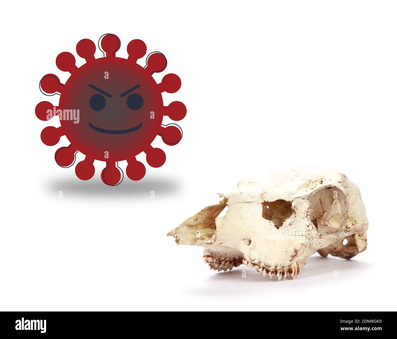 A virus with an evil smile next to an animal skull - deadly on animals ...
