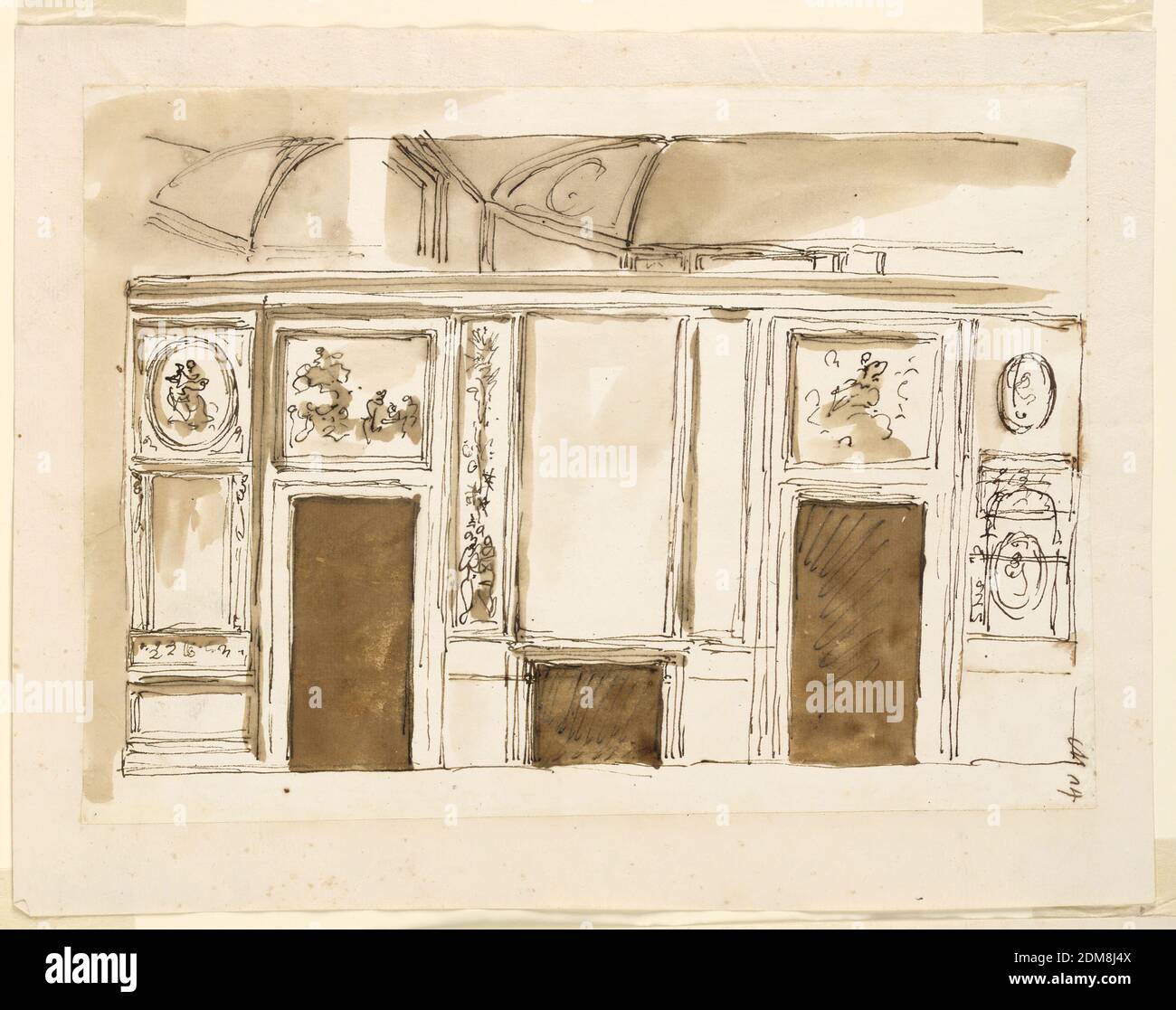 Entrance wall of a salon, Giuseppe Barberi, Italian, 1746–1809, Pen and ...