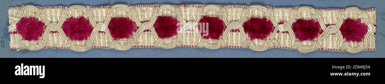 Trimming, Medium: silk Technique: velvet, Red and white trimming ...
