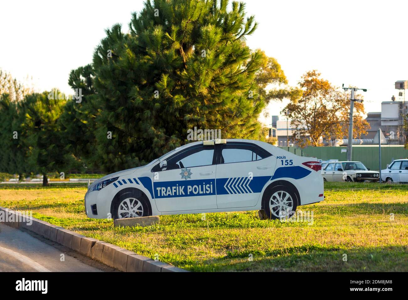 A mock-up of a traffic police car used to warn drivers in Turkey Stock ...