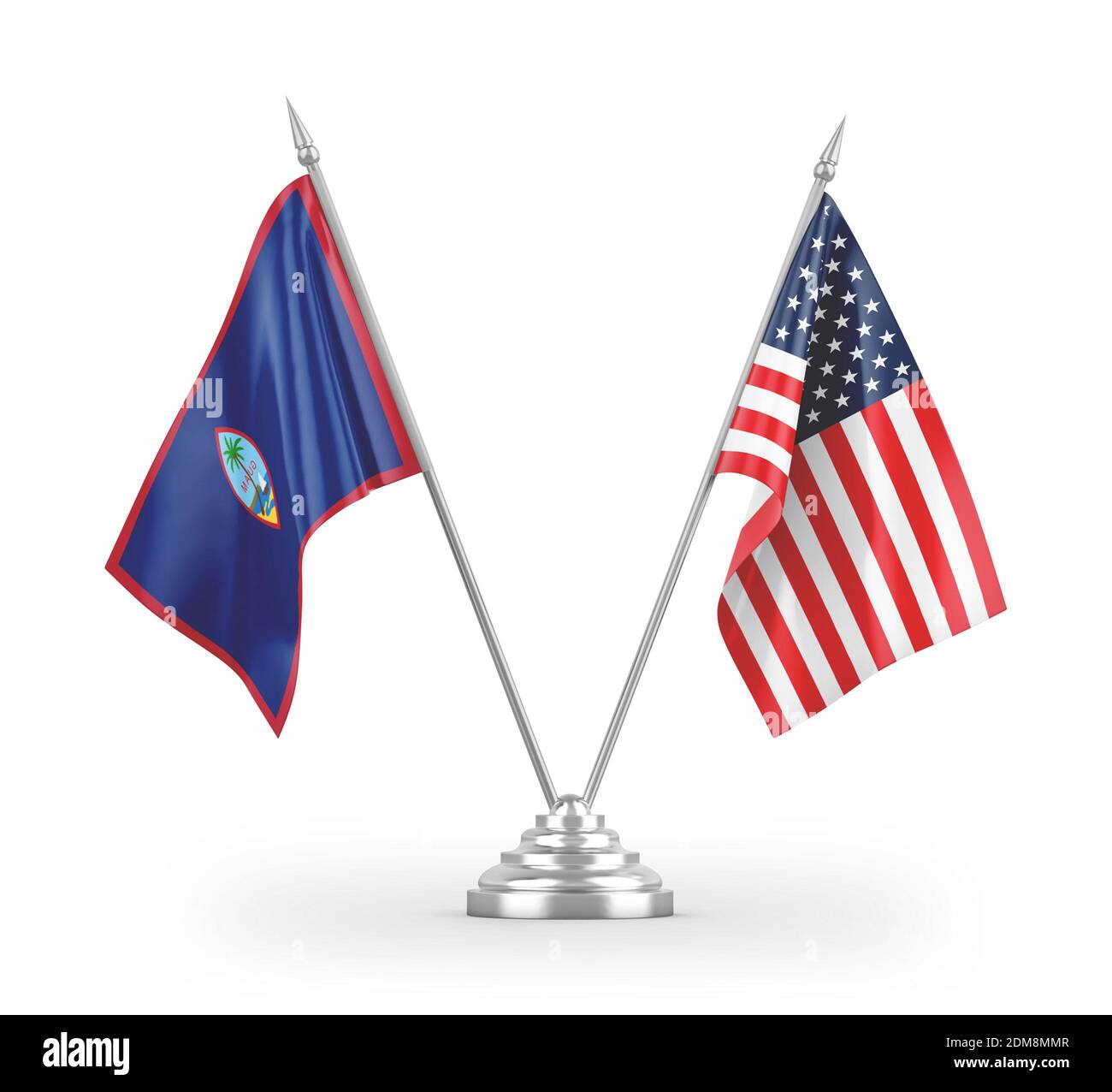 United States and Guam table flags isolated on white 3D rendering Stock ...