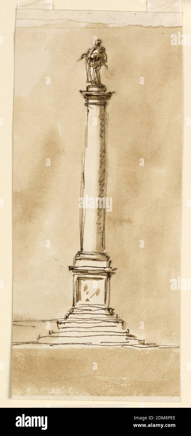 Monumental column, Giuseppe Barberi, Italian, 1746–1809, Pen and brown ...