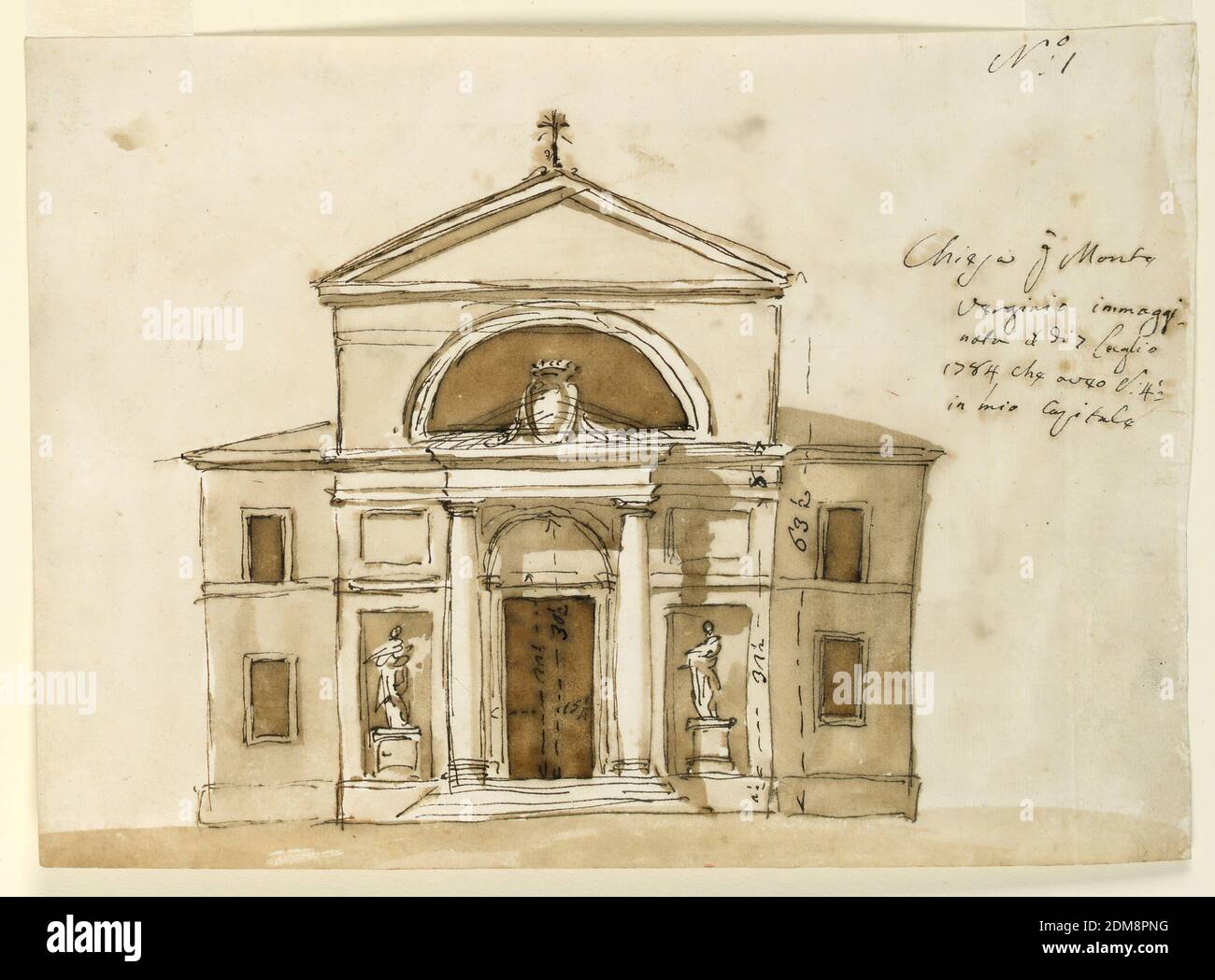 Church, Monte Vergine, Giuseppe Barberi, Italian, 1746–1809, Pen and ...