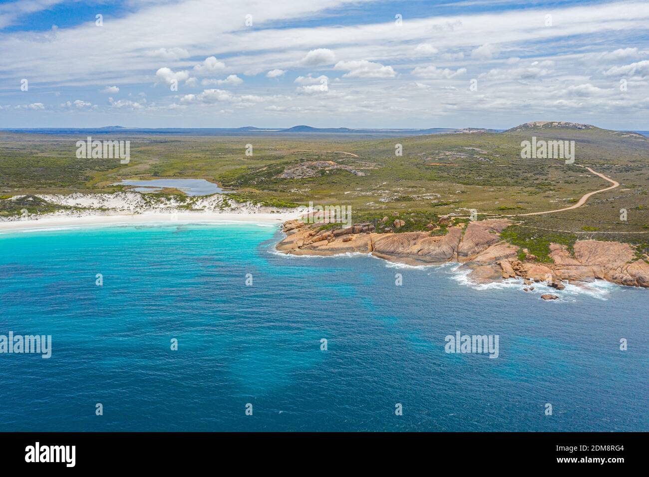 Aerial view of Hellfire bay near Esperance viewed during a cloudy day ...