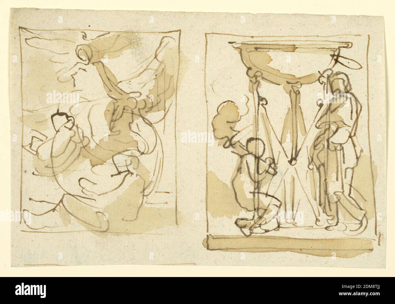 Two Studies, Fortunato Duranti, Italian, 1787 - 1863, Pen and bistre ...