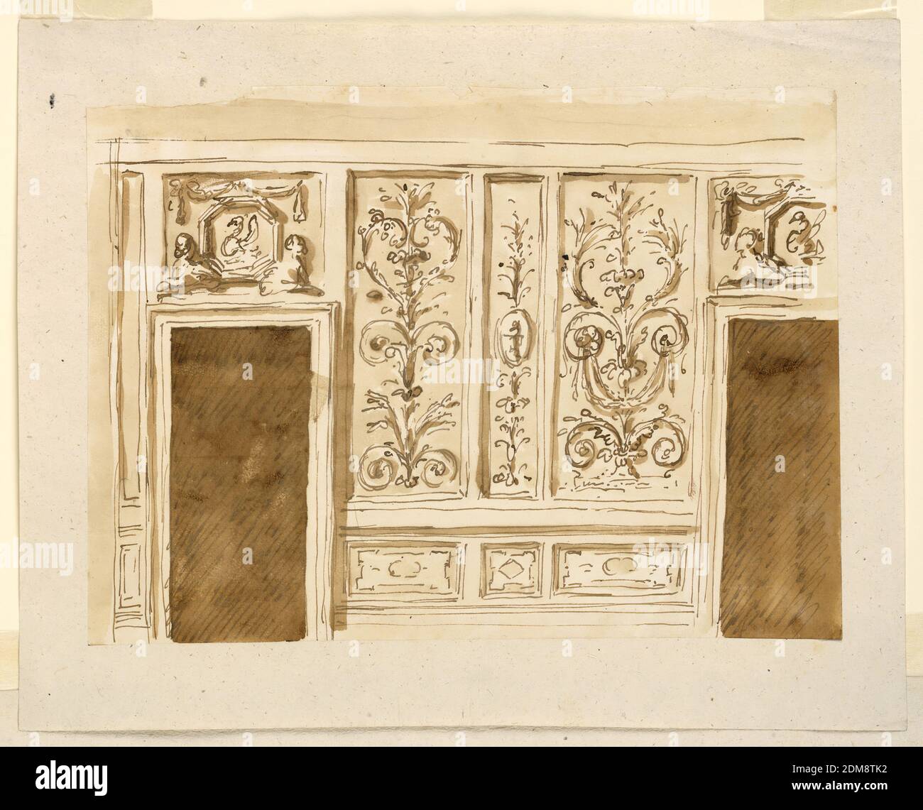 Entrance wall of a salon, Giuseppe Barberi, Italian, 1746–1809, Pen and ...