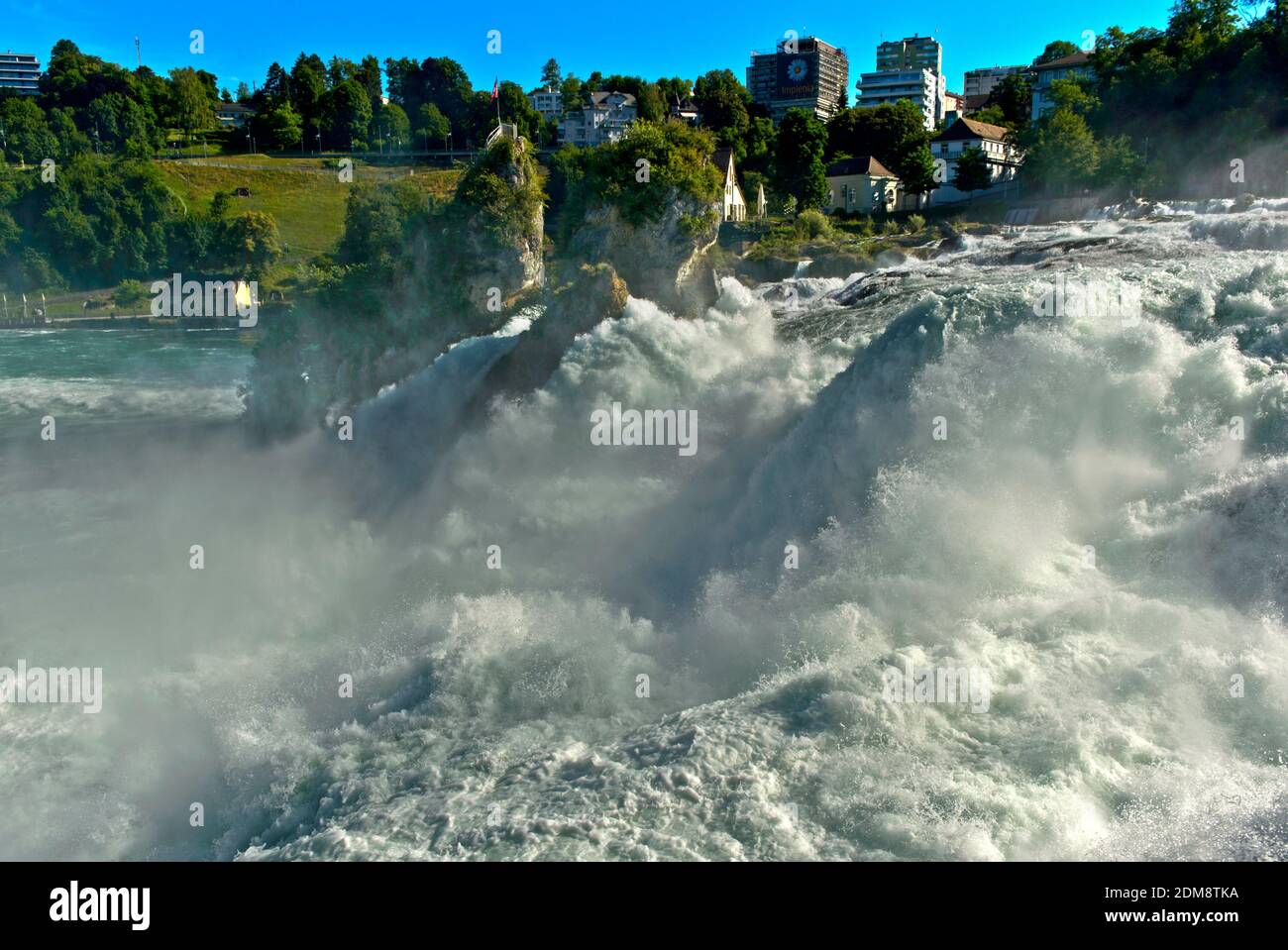 Roaring Waters Rhine Falls At Laufen-Uhwiesen, Switzerland Stock Photo ...