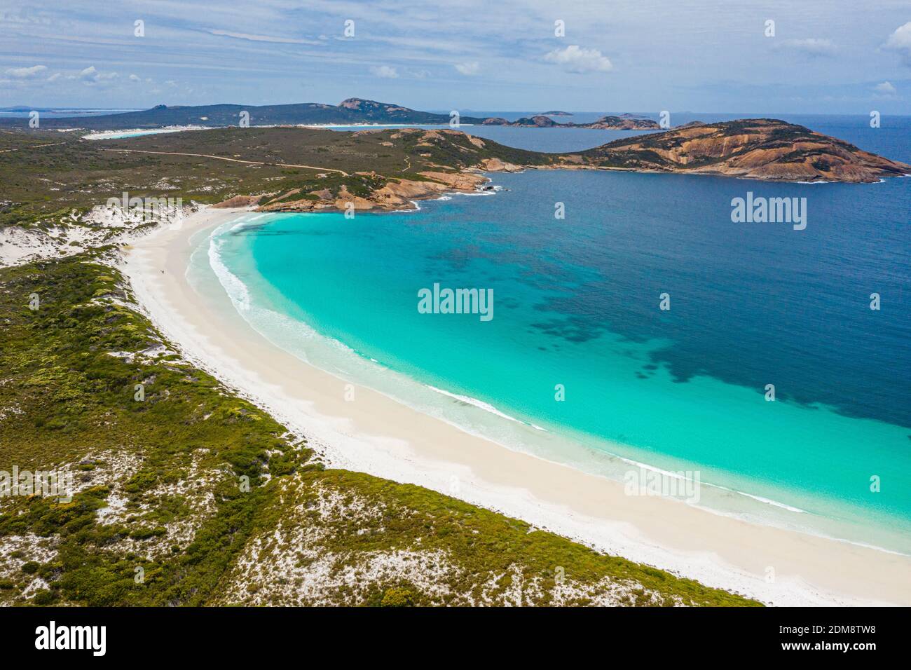 Aerial view of Hellfire bay near Esperance viewed during a cloudy day ...