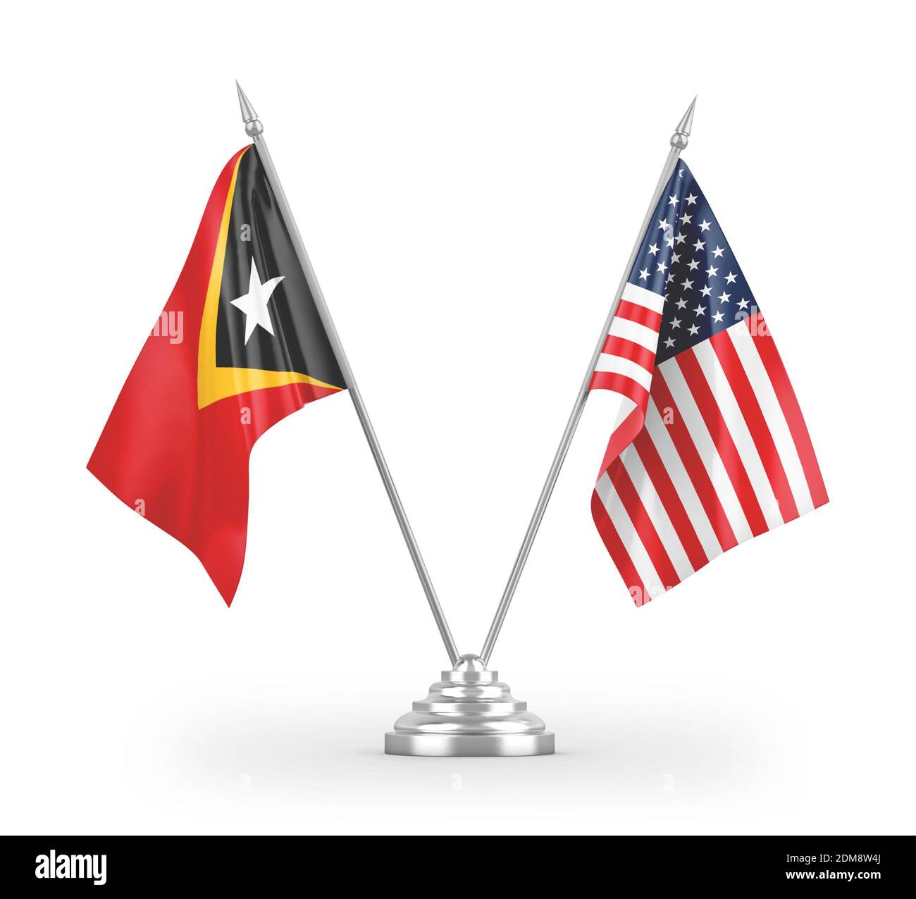 United States and Timor-Leste East Timor table flags isolated on white ...