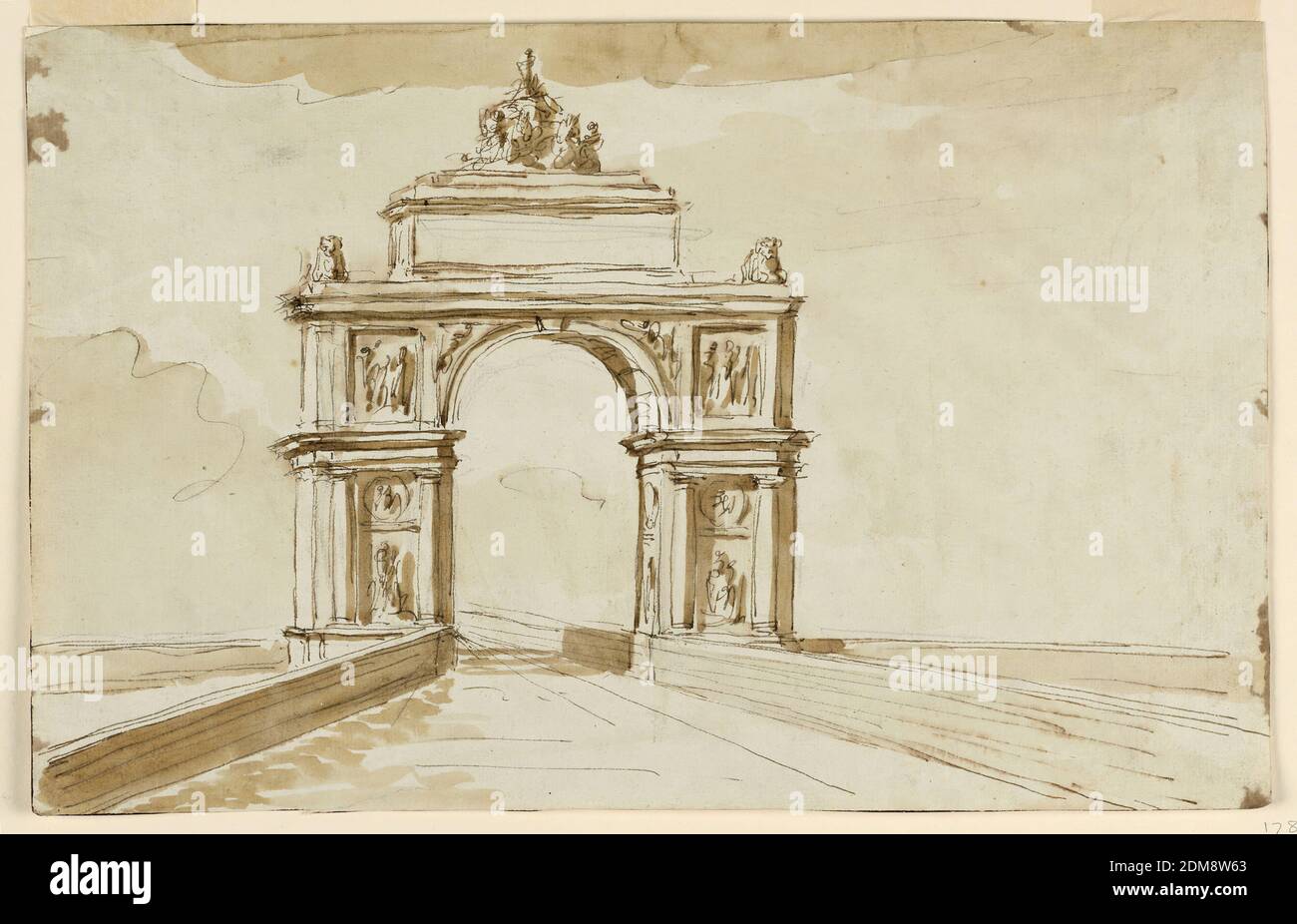 Triumphal arch standing in a pool, Giuseppe Barberi, Italian, 1746–1809 ...